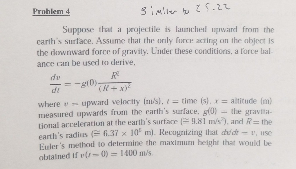 Solved Problem 4 Suppose that a projectile is launched | Chegg.com