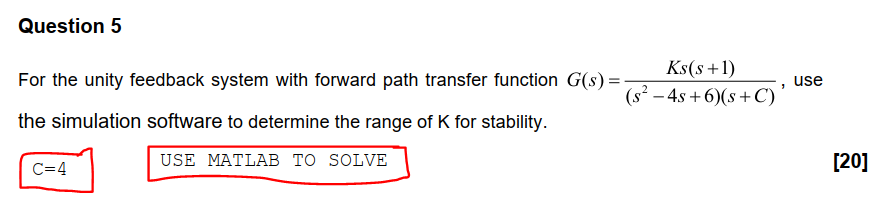 Solved For the unity feedback system with forward path | Chegg.com