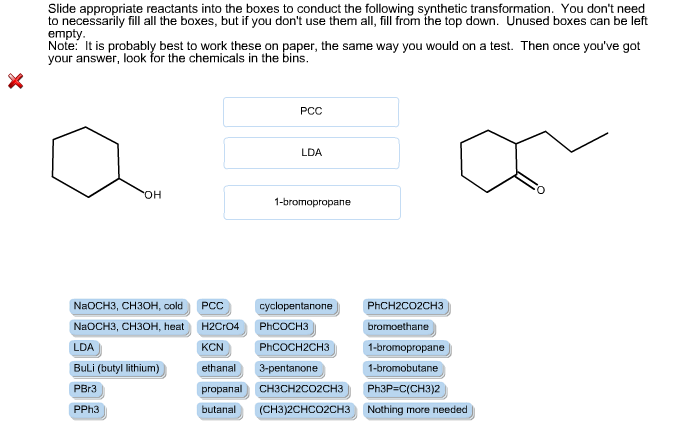 Solved Slide appropriate reactants into the boxes to conduct | Chegg.com