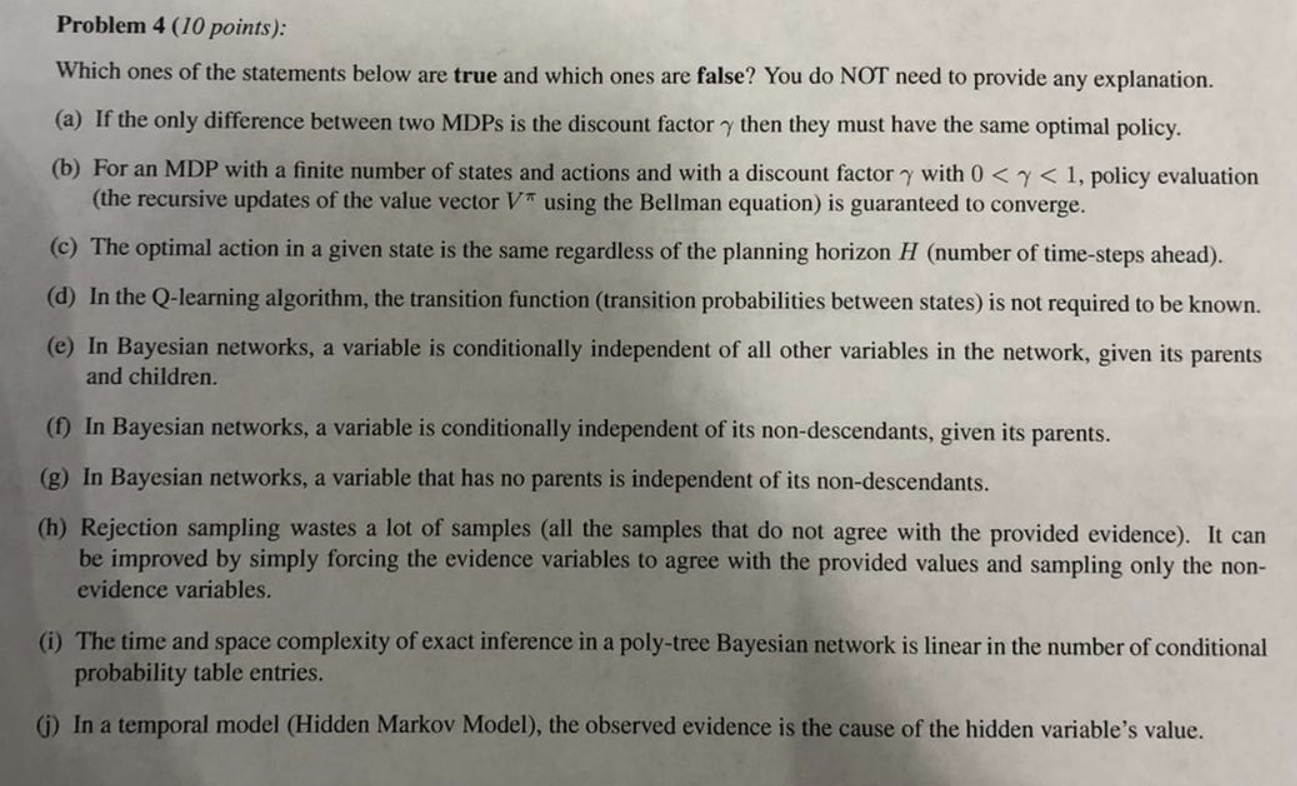 Solved Problem 4 ( 10 ﻿points):Which ones of the statements | Chegg.com