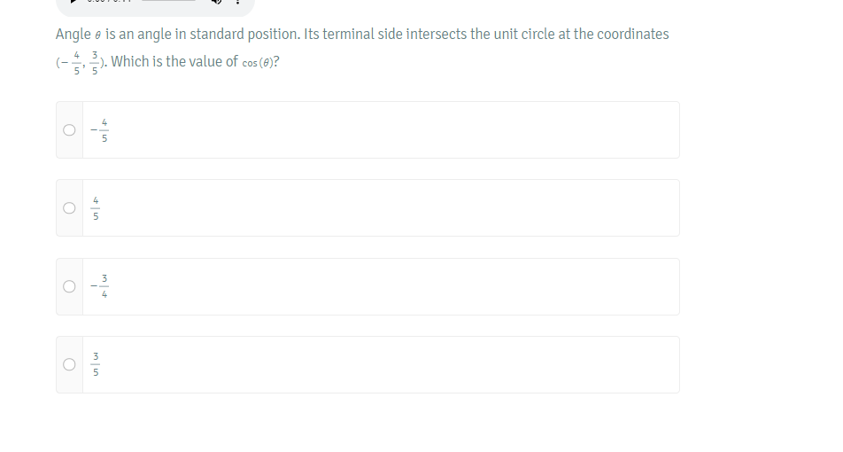 Solved Angle θ ﻿is an angle in standard position. Its | Chegg.com