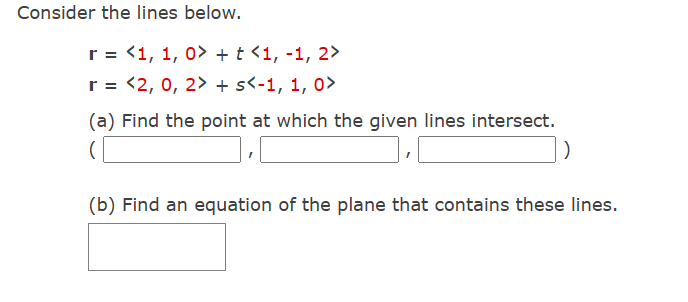 Solved Consider the lines below. | Chegg.com