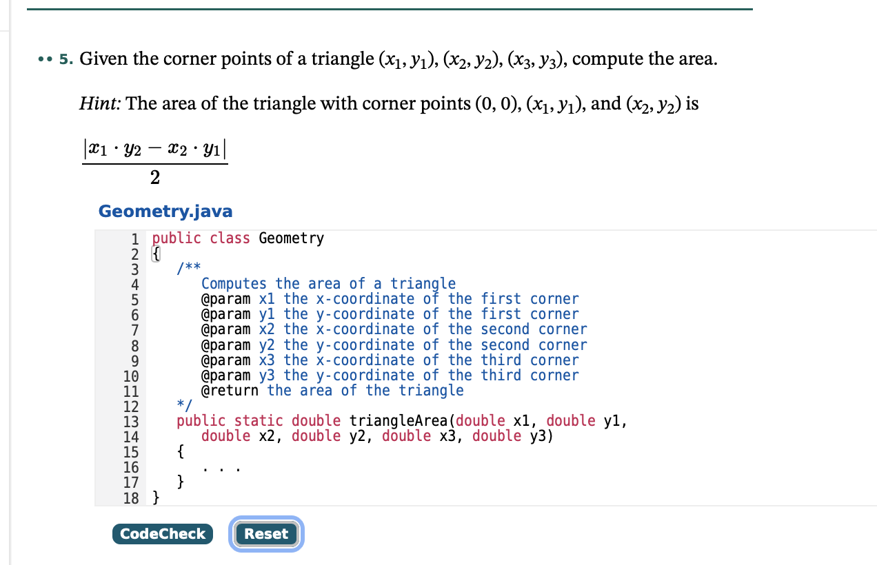 Solved •• 5. Given the corner points of a triangle (x1, yı), | Chegg.com