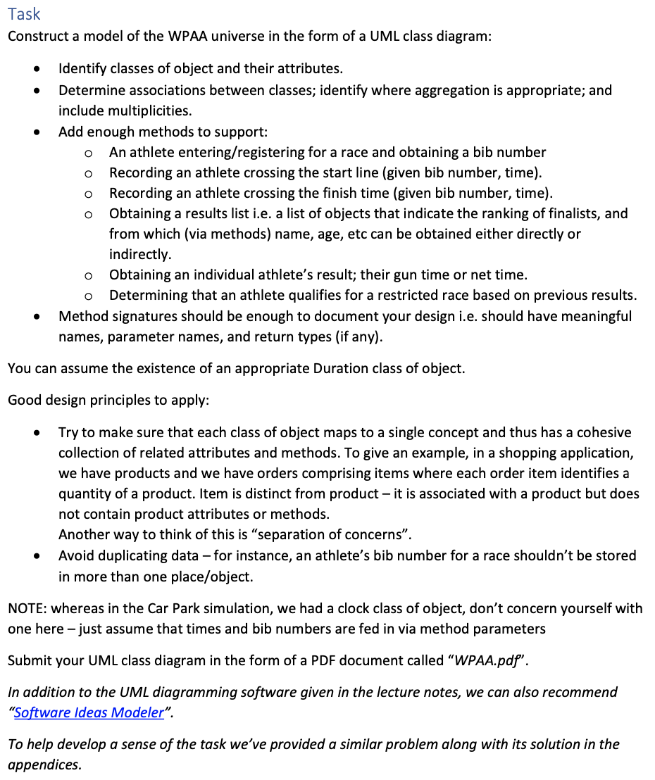 Solved This question concerns the development of a UML class | Chegg.com