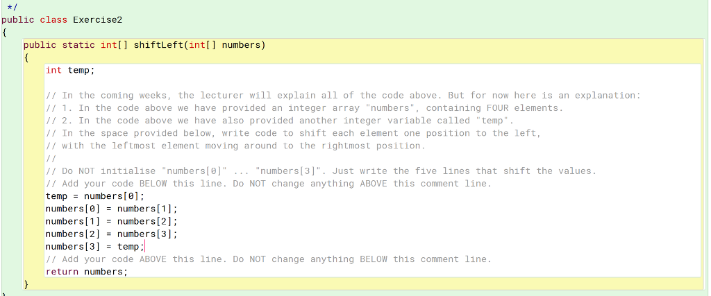 Solved public class Exercise2 public static intl] | Chegg.com