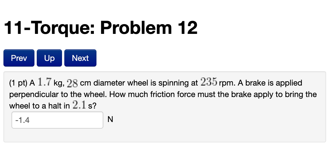 Solved 11-Torque: Problem 12 Prev Up Next Prev UD Next (1 | Chegg.com