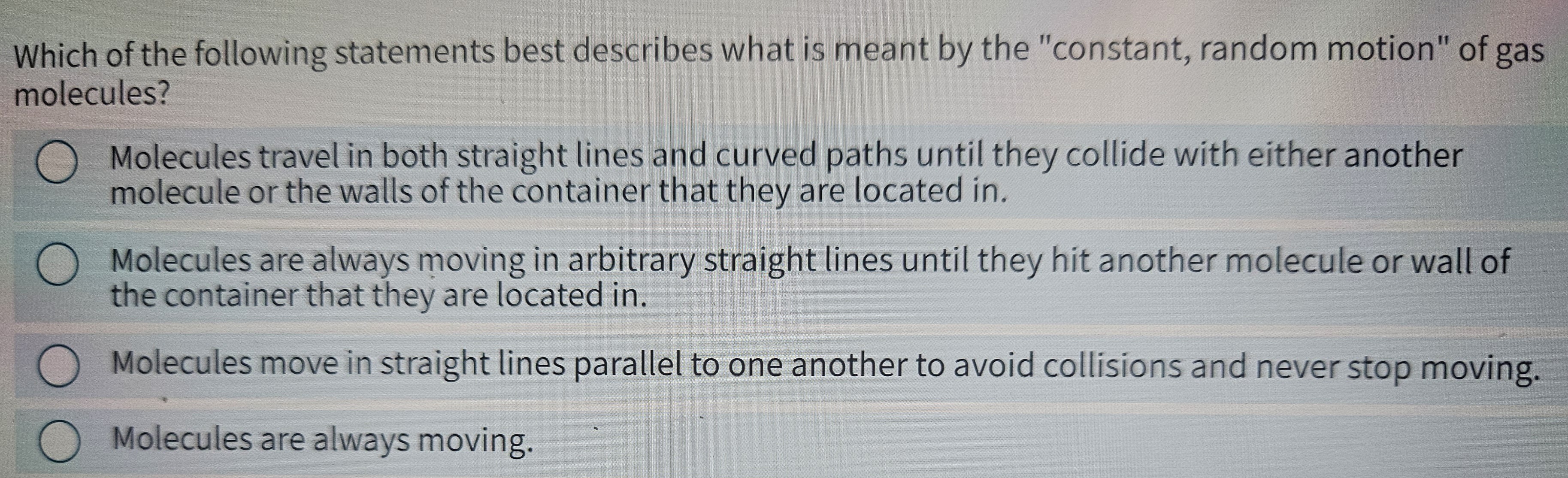 Solved Which of the following statements best describes what | Chegg.com