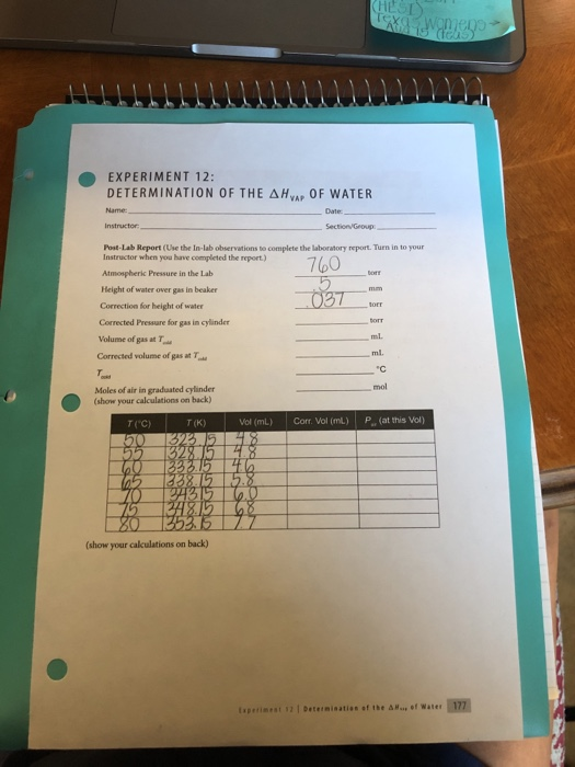 HESD Tey caatuom EXPERIMENT 12: DETERMINATION OF THE | Chegg.com