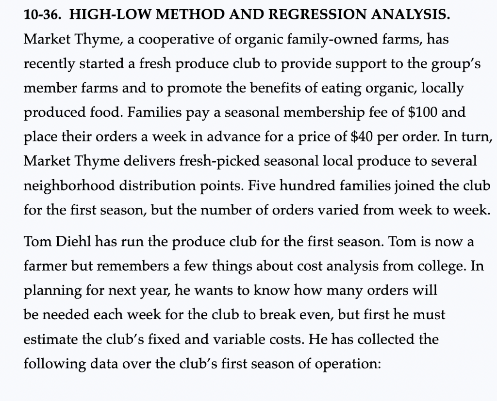 Solved 10-36. HIGH-LOW METHOD AND REGRESSION ANALYSIS. | Chegg.com