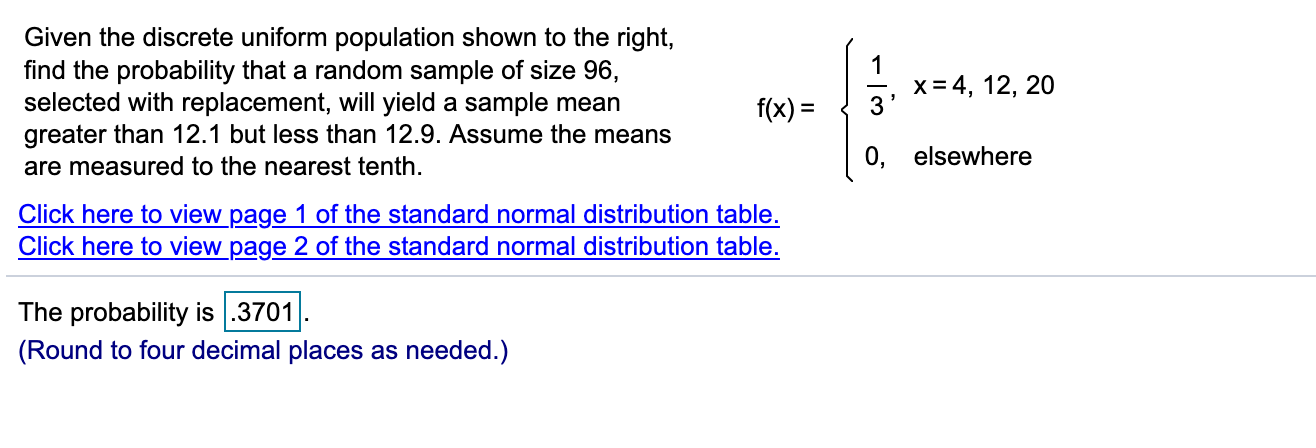 Solved Given the discrete uniform population shown to the | Chegg.com