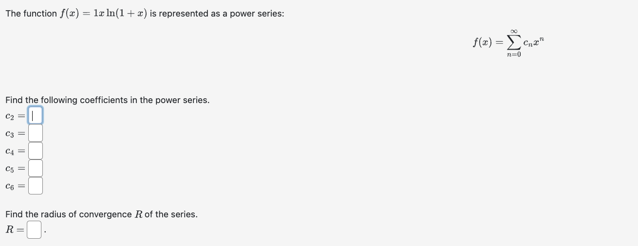 Solved The function f(x)=1xln(1+x) is represented as a power | Chegg.com