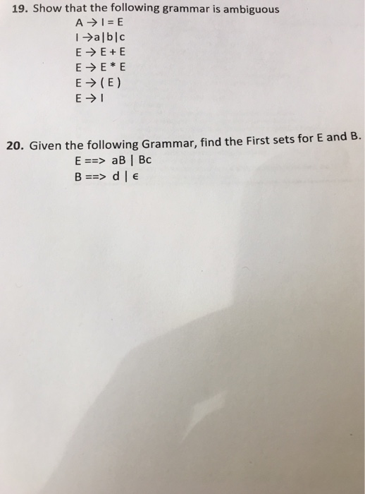 Solved 19. Show that the following grammar is ambiguous A-> | Chegg.com