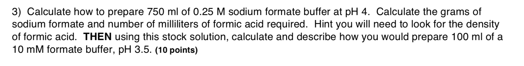 Solved 3) Calculate how to prepare 750 ml of 0.25 M sodium | Chegg.com