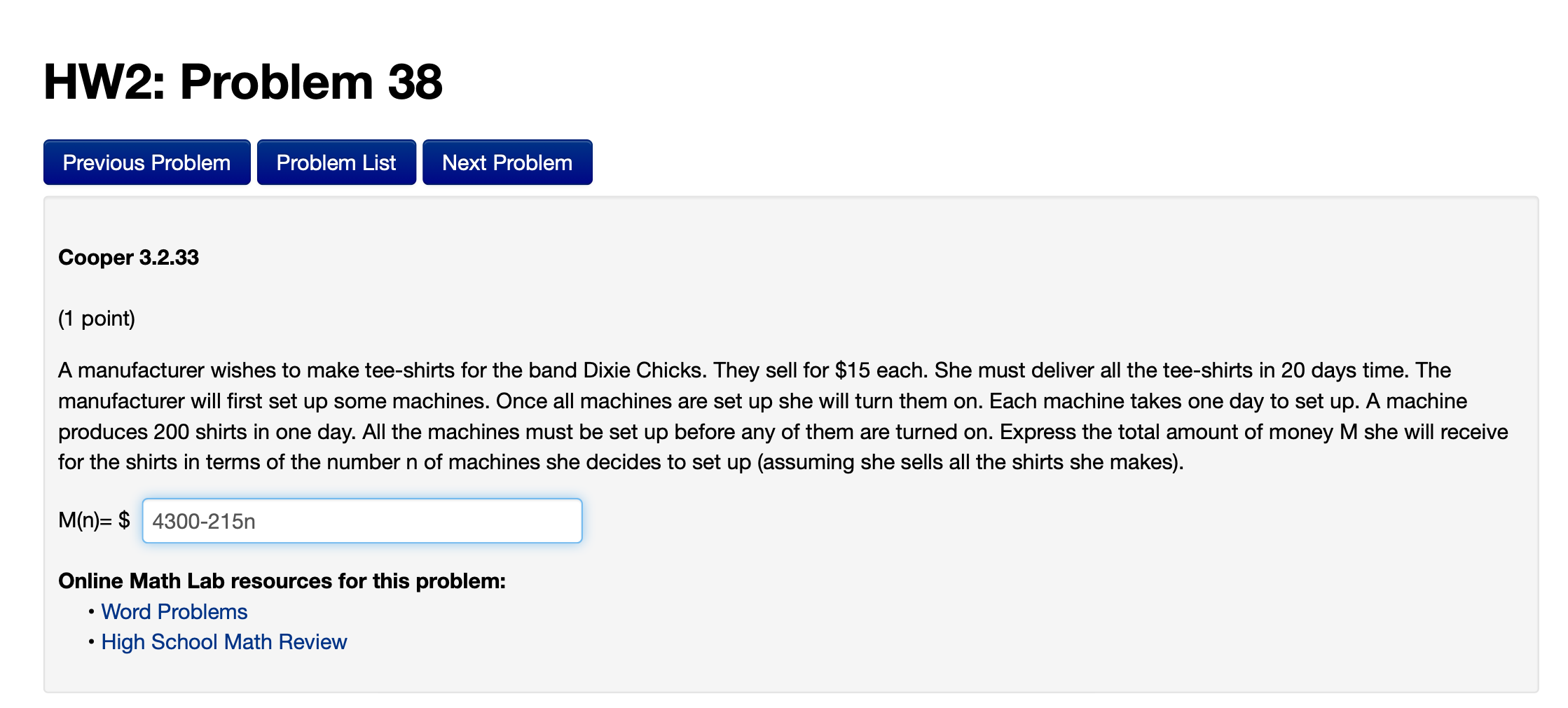 Solved HW2: Problem 38 Previous Problem Problem List Next | Chegg.com