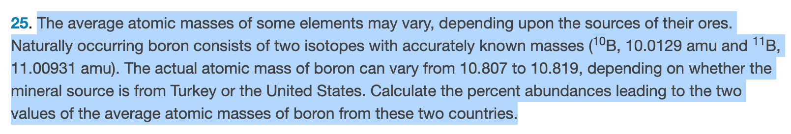 25. The average atomic masses of some elements may | Chegg.com