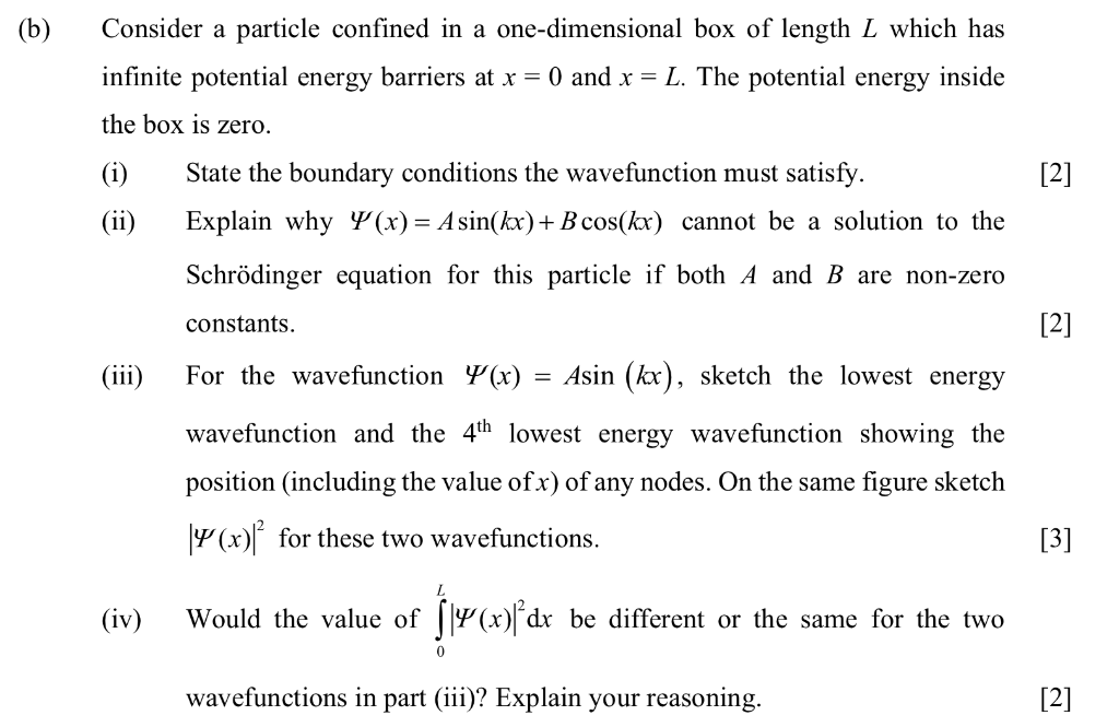 Solved (b) Consider a particle confined in a one-dimensional | Chegg.com