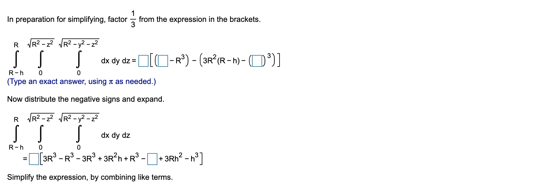 h Find equations for the bounding surfaces, set up a | Chegg.com