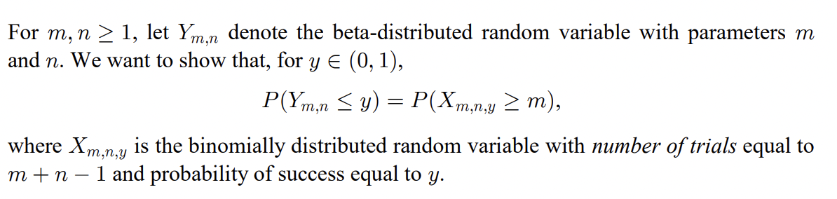 Solved For m,n≥1, let Ym,n denote the beta-distributed | Chegg.com