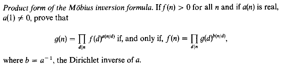 Solved Product form of the Möbius inversion formula. If f(n) | Chegg.com