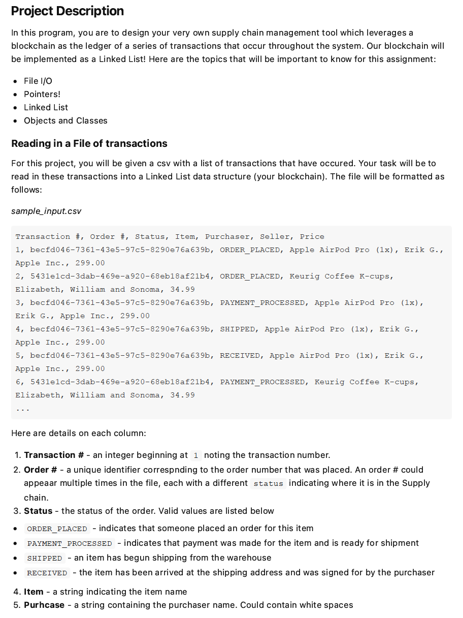 Project Description In this program, you are to | Chegg.com