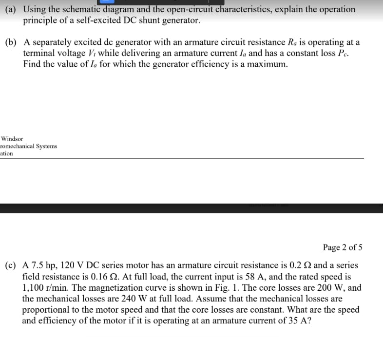 Solved a) Using the schematic diagram and the open-circuit | Chegg.com