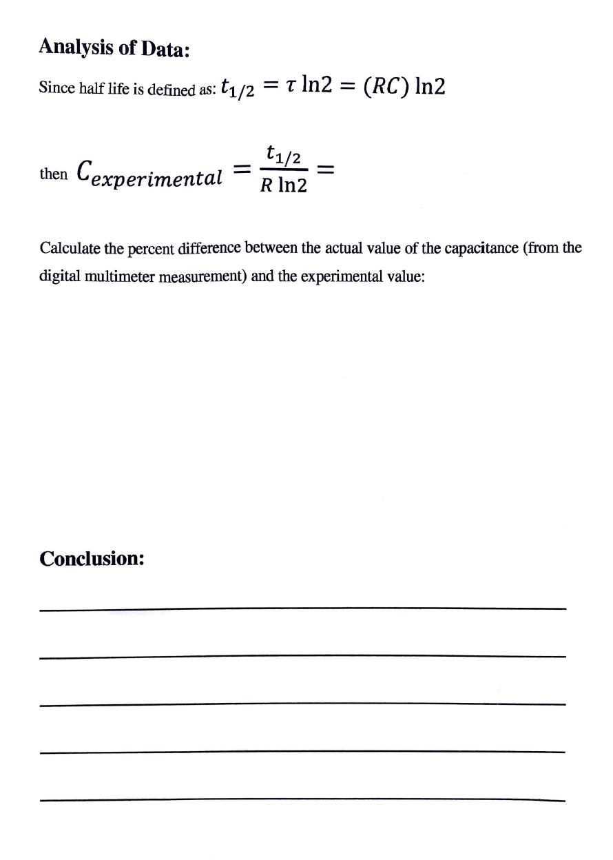 Solved Experiment #5: RC Circuits, Determination of the | Chegg.com