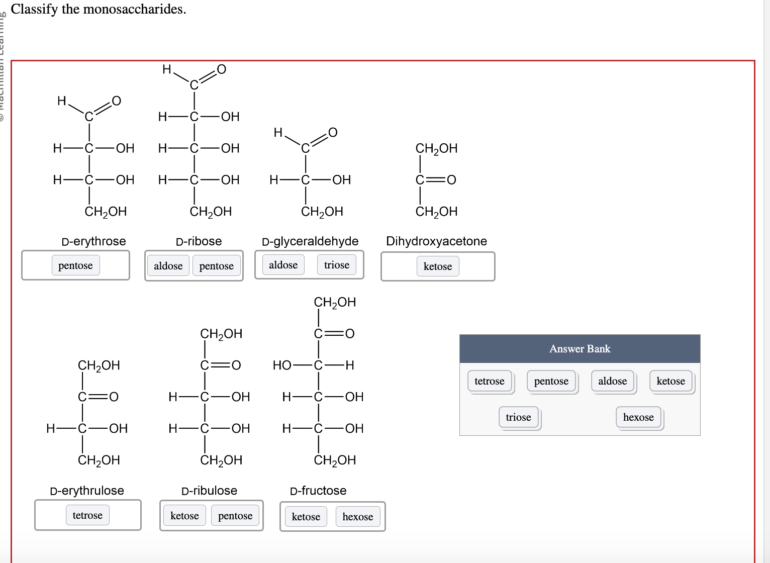Solved Classify the monosaccharides. | Chegg.com