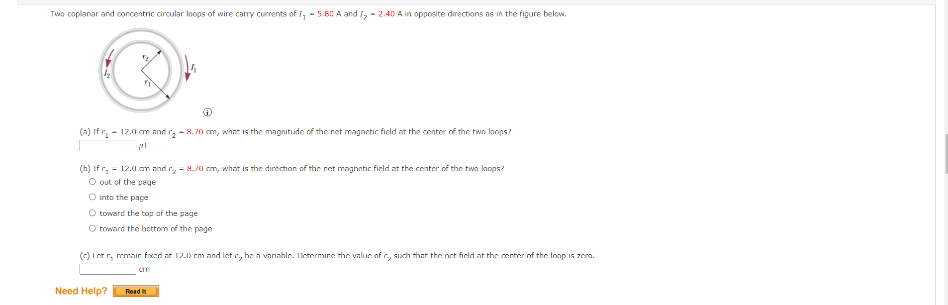 Solved Two coplanar and concentric circular loops of wire | Chegg.com