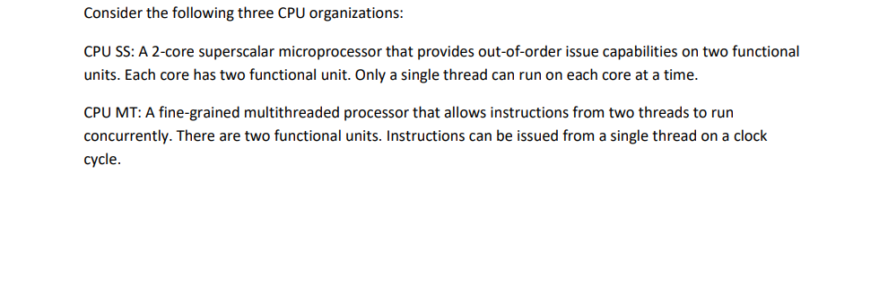 Solved Consider the following three CPU organizations: CPU | Chegg.com