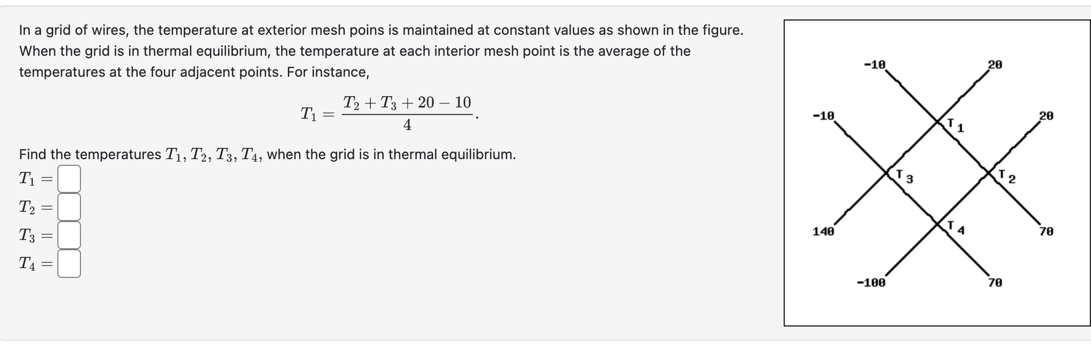 Solved In a grid of wires, the temperature at exterior mesh | Chegg.com