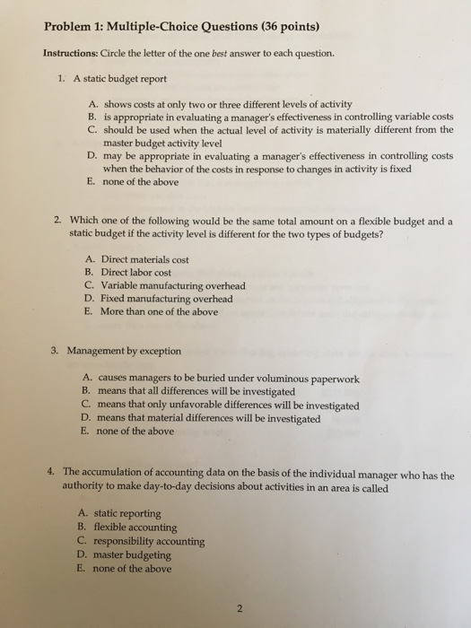 Solved Problem 1 Multiple Choice Questions 36 Points Chegg