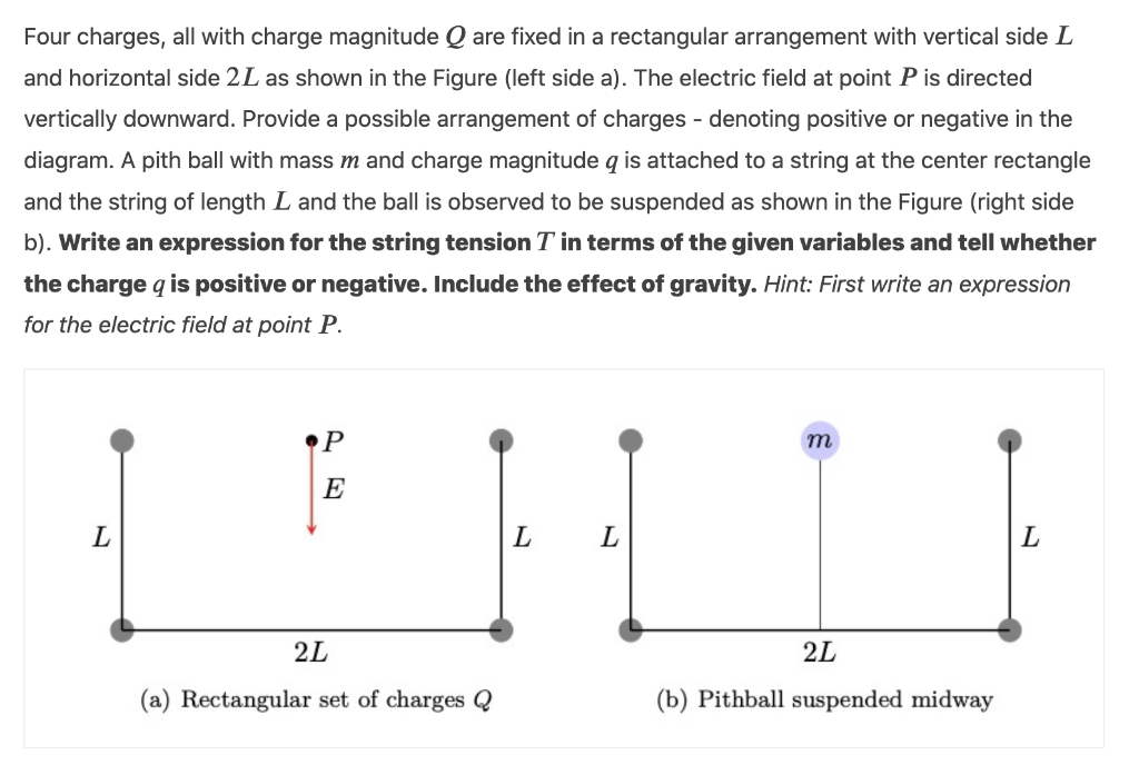 Solved Four charges, all with charge magnitude Q are fixed | Chegg.com