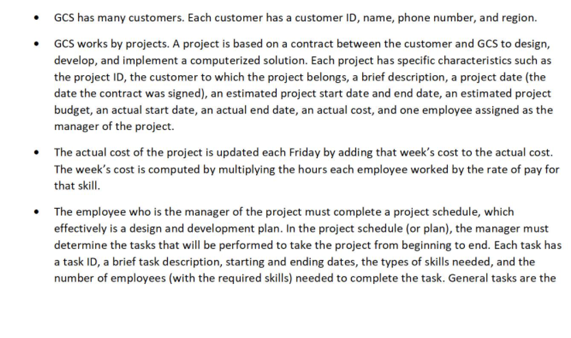 Solved Project Scenario Global Computer Solutions (GCS) is | Chegg.com