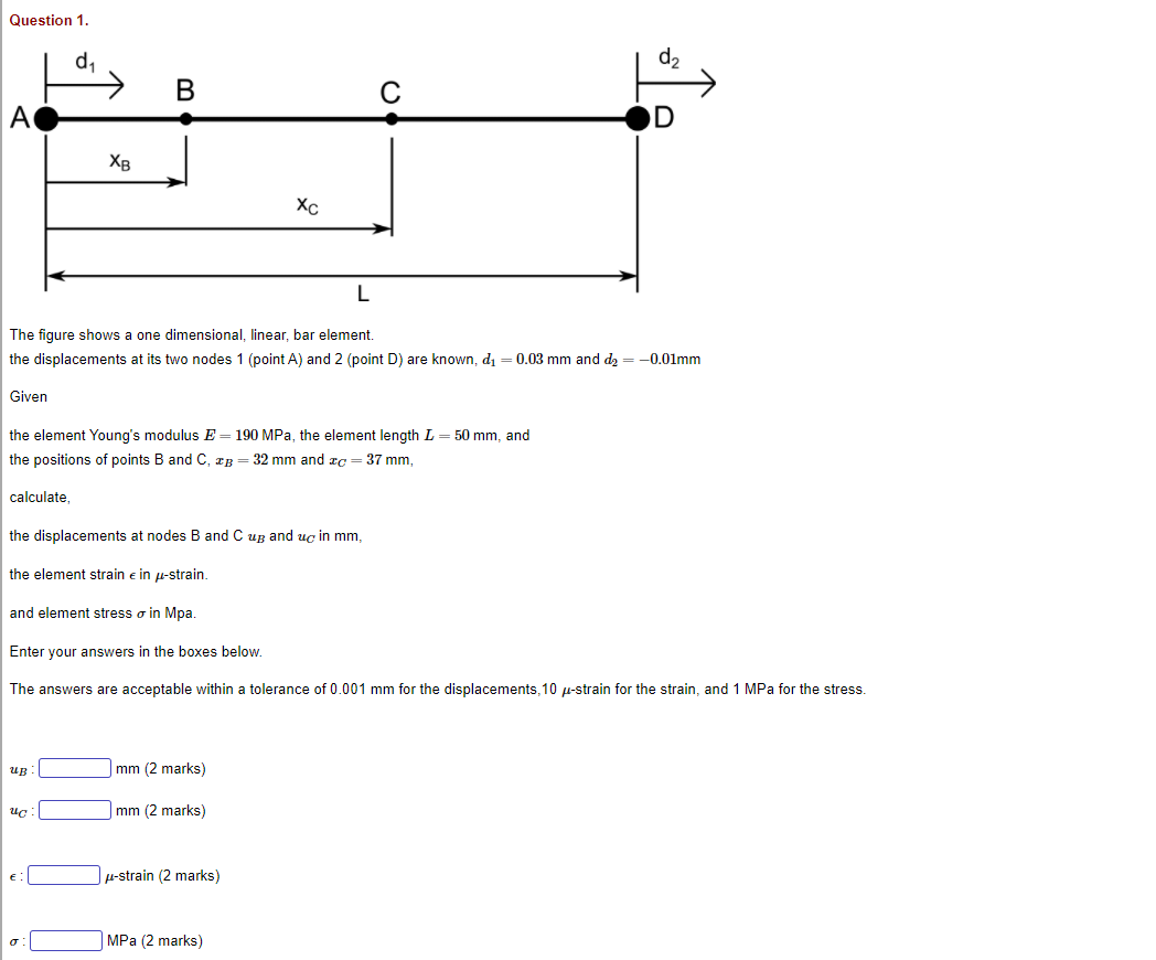 Solved Question 1. d d2 B С A XB Xc L The figure shows a one | Chegg.com
