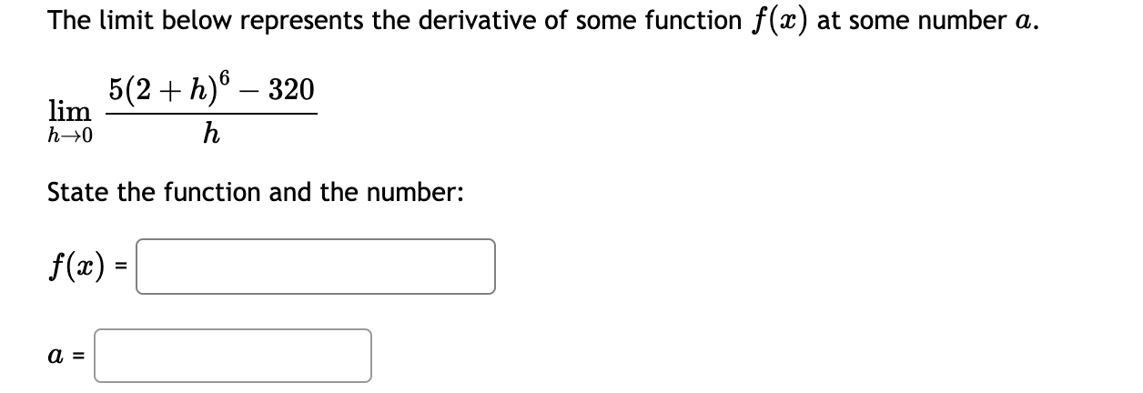 Solved The limit below represents the derivative of some | Chegg.com