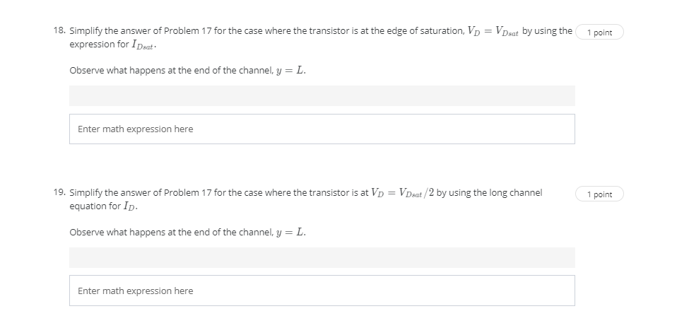17. Use this information for Questions 17-19: 1 point | Chegg.com