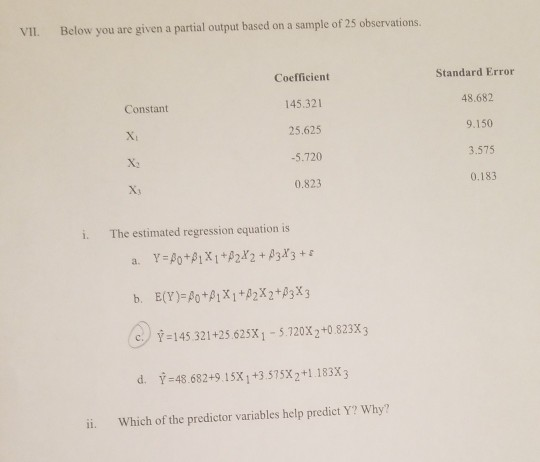 Solved VII. Below you are given a partial output based on a | Chegg.com