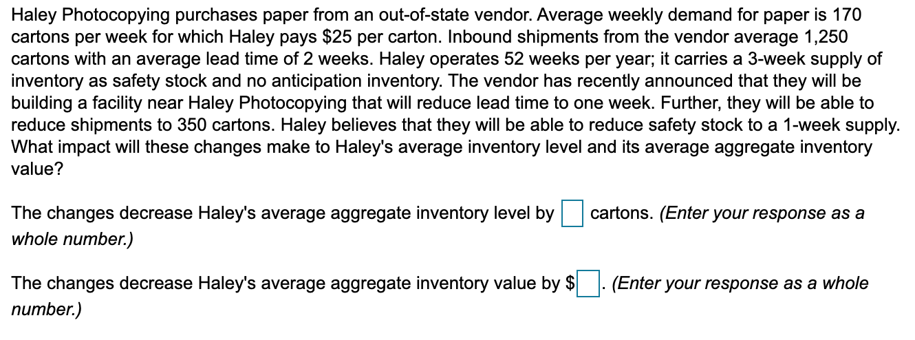 Solved Haley Photocopying purchases paper from an | Chegg.com