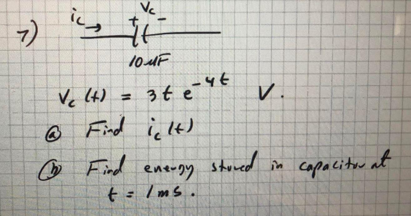 Solved Vc 7) 7 is It 10 uF = 3te-ut V. a Veti 6 Find it) ♡ | Chegg.com
