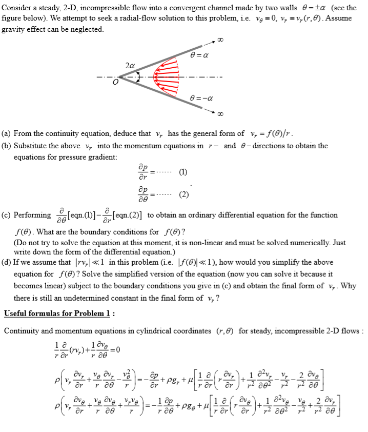 Solved Consider a steady, 2-D, incompressible flow into a | Chegg.com