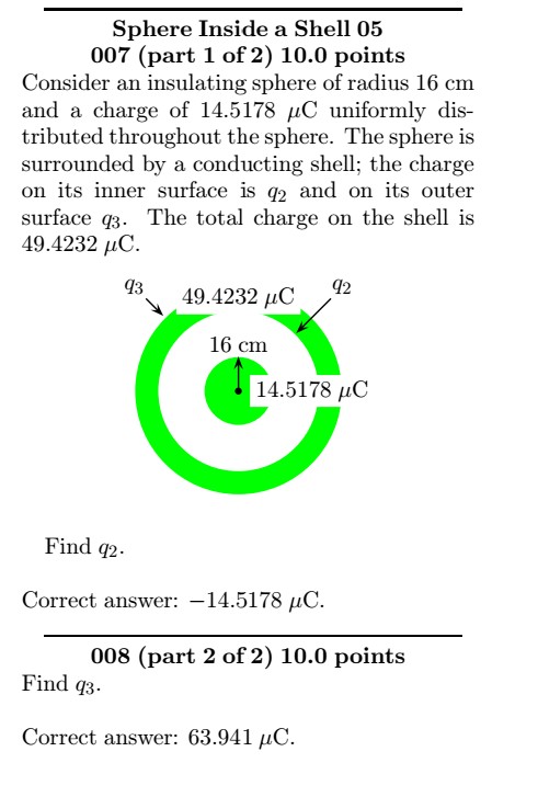 Solved Sphere Inside a Shell 05 007 (part 1 of 2) 10.0 | Chegg.com