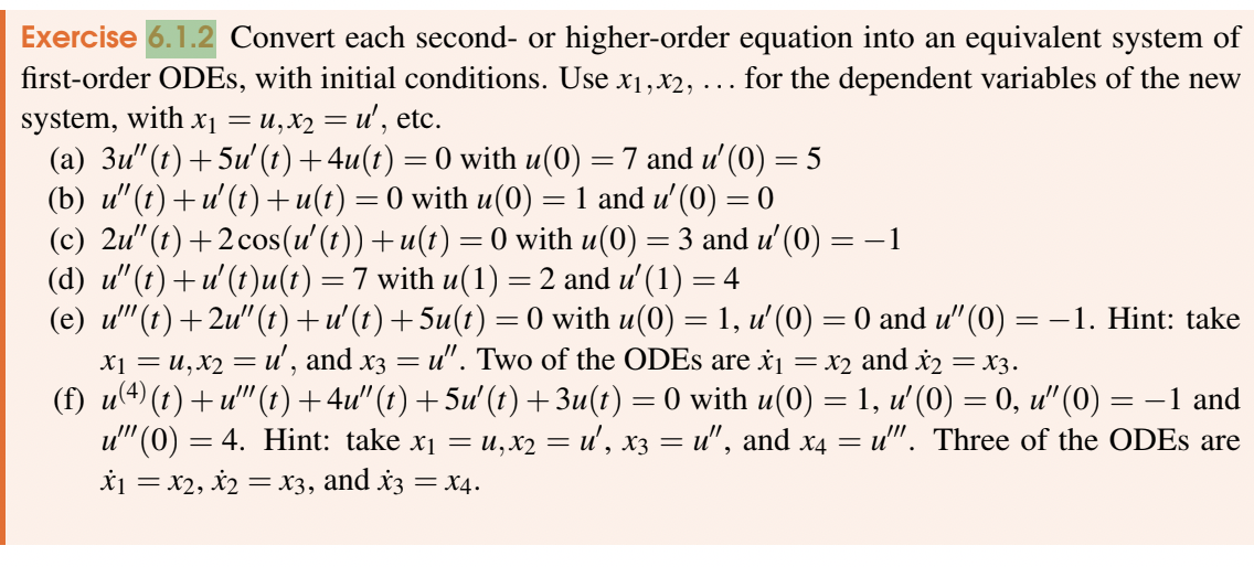 Solved Exercise 6.1.2 Convert each second- or higher-order | Chegg.com