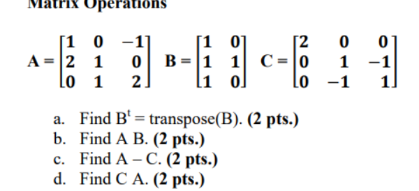 Solved \\[ A=\\left[\\begin{array}{rrr} 1 & 0 & -1 \\\\ 2 & | Chegg.com