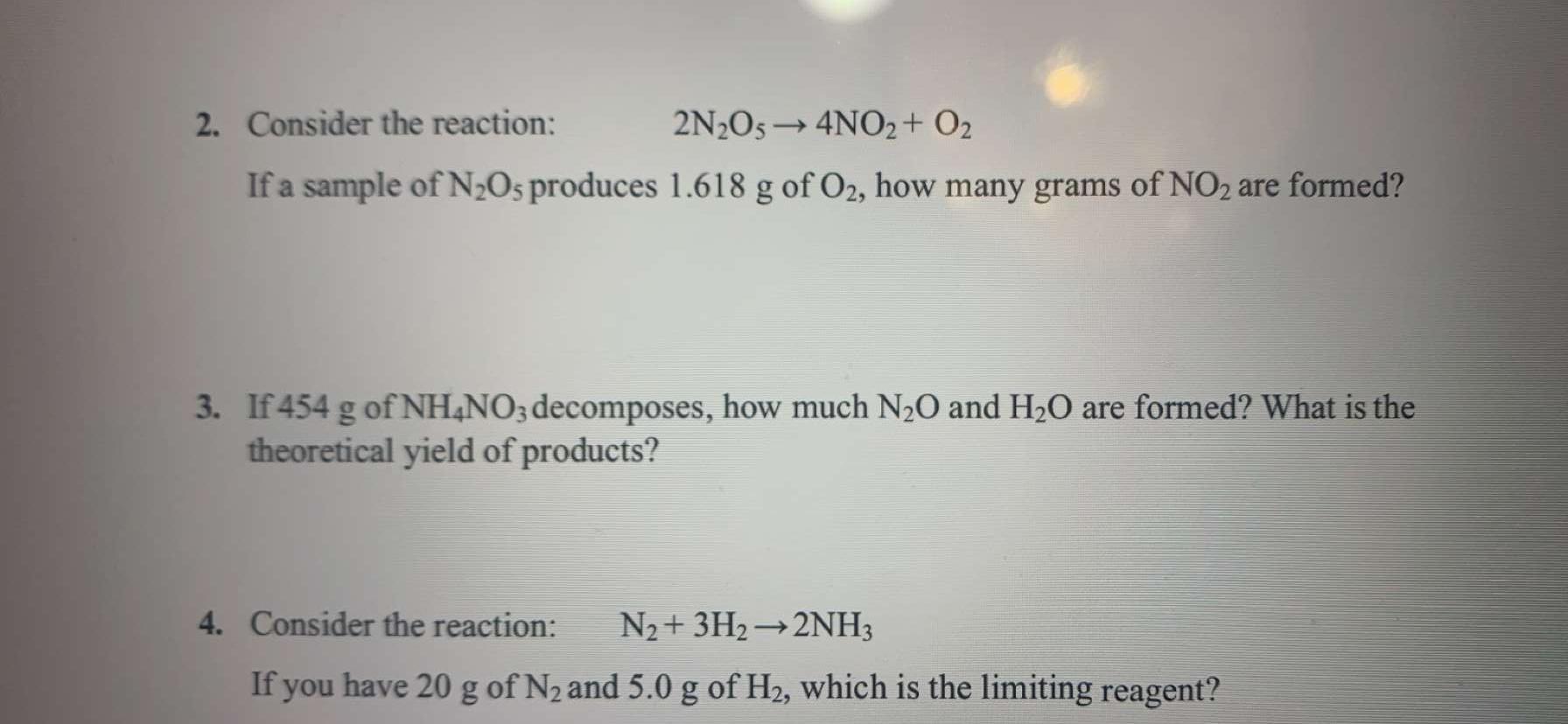 Solved 2. Consider the reaction: 2N2O5 + 4NO2+ O2 If a | Chegg.com