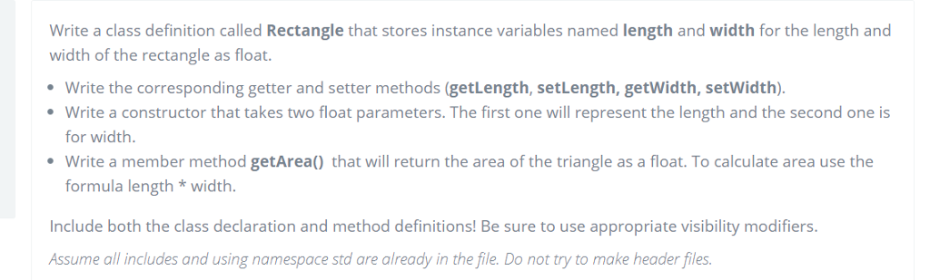 Solved Write a class definition called Rectangle that stores | Chegg.com
