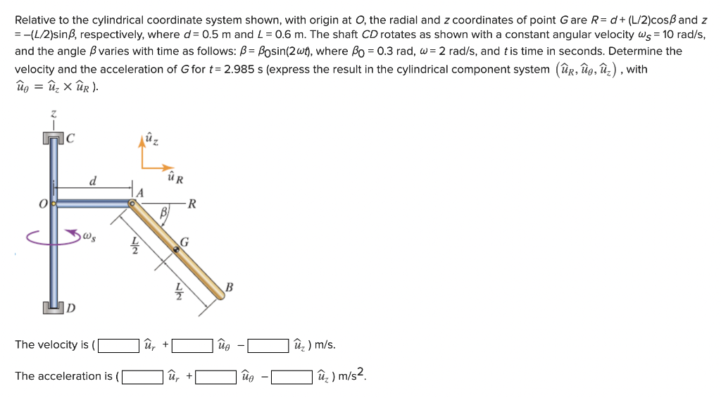 Solved Relative to the cylindrical coordinate system shown, | Chegg.com