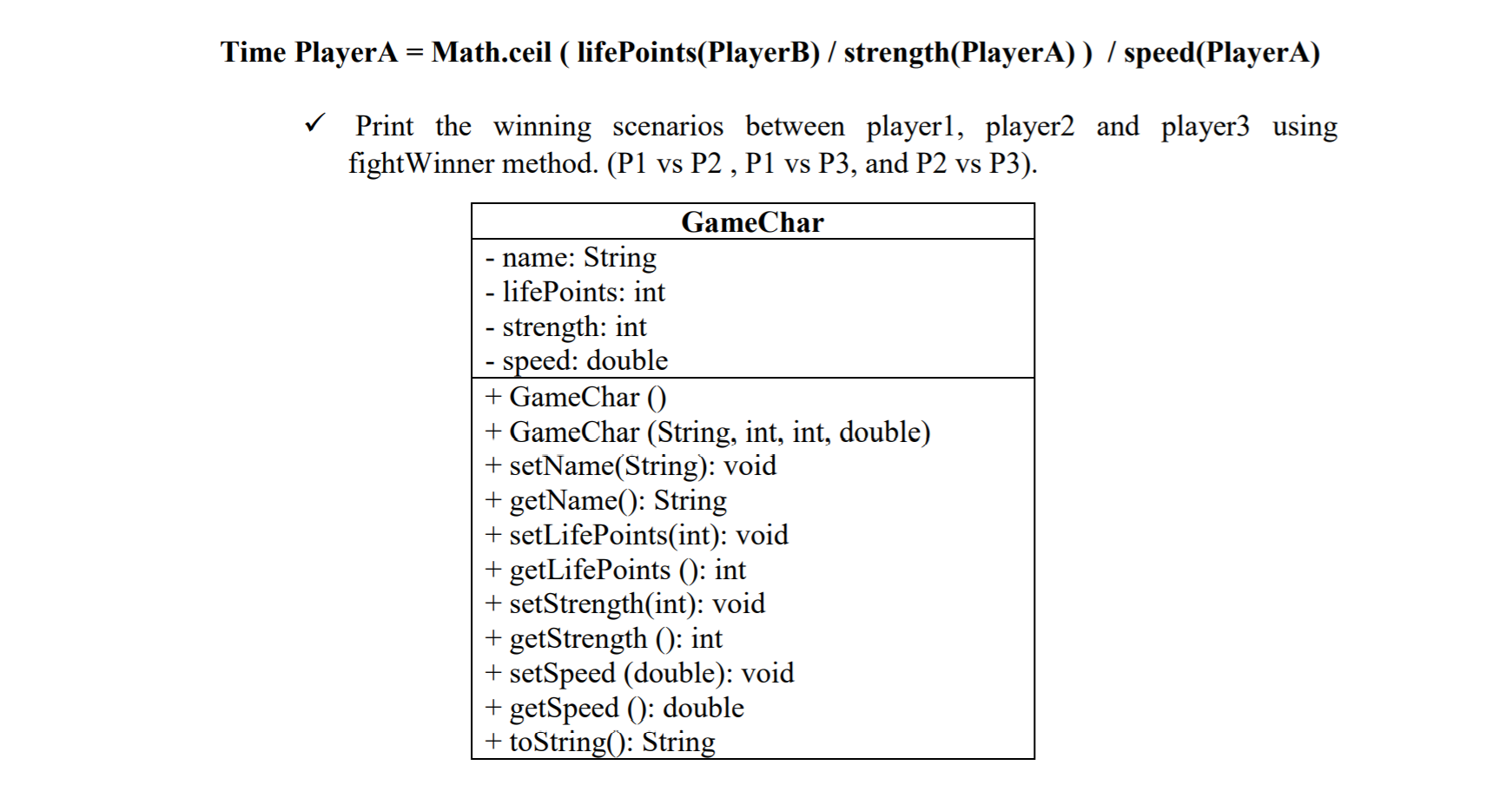 Solved Exercise 2: Based on the following UML of GameChar | Chegg.com