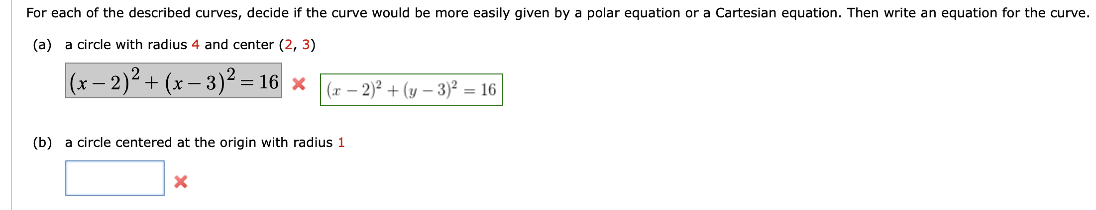 Solved For each of the described curves, decide if the curve | Chegg.com