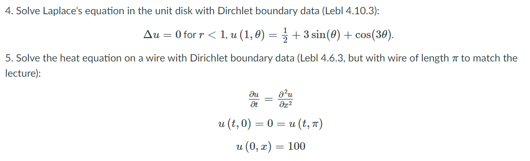 Solved 4. Solve Laplace's equation in the unit disk with | Chegg.com