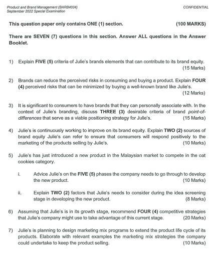 Solved SUBJECT: Product and Brand Management There are | Chegg.com